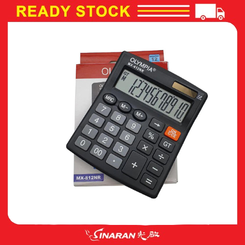 OLYMPIA Calculator MX-812NR 12 Digits with Two Power Battery + Solar ...
