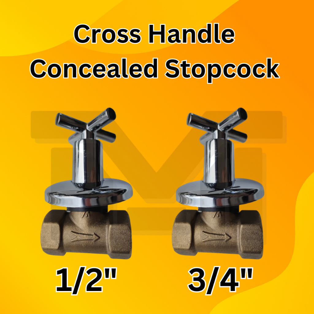 Cross Handle Concealed Stopcock Stop Cock Shower Valve (1/2" & 3/4 ...