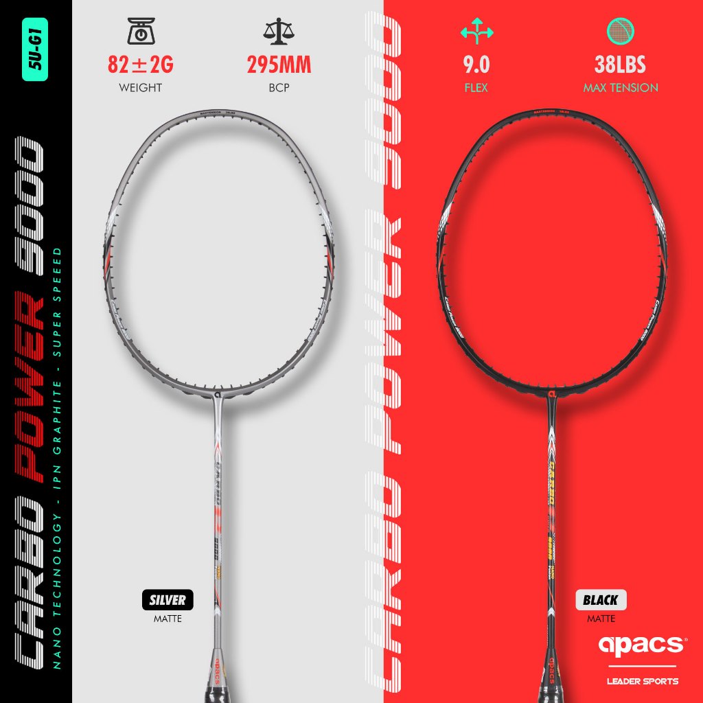 (EXCLUSIVE )(FREE STRING & GRIP) APACS BADMINTON RACKET CARBO 8000 ...