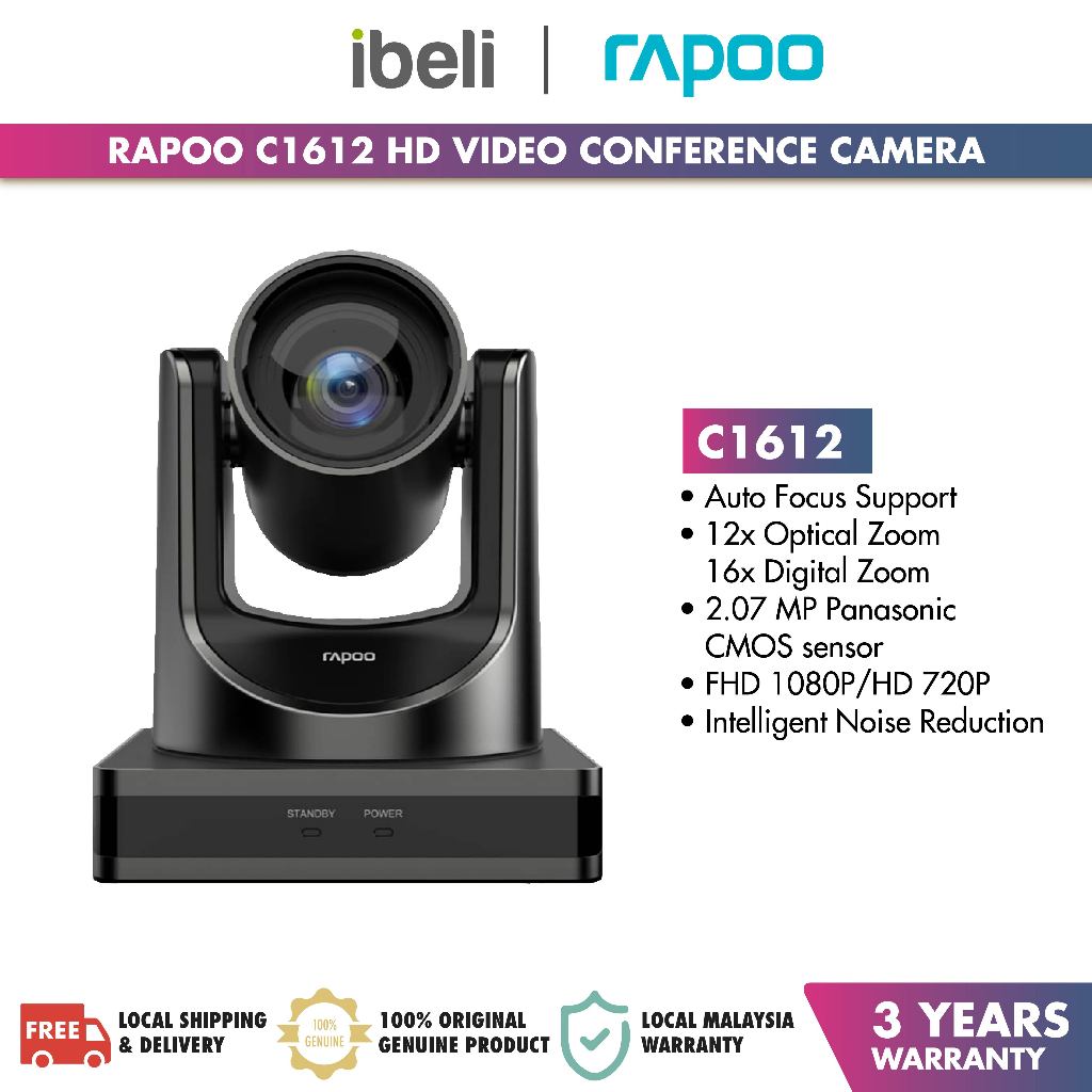 Rapoo C1612 HD Video Conference Camera - 3 Years Warranty | Shopee Malaysia