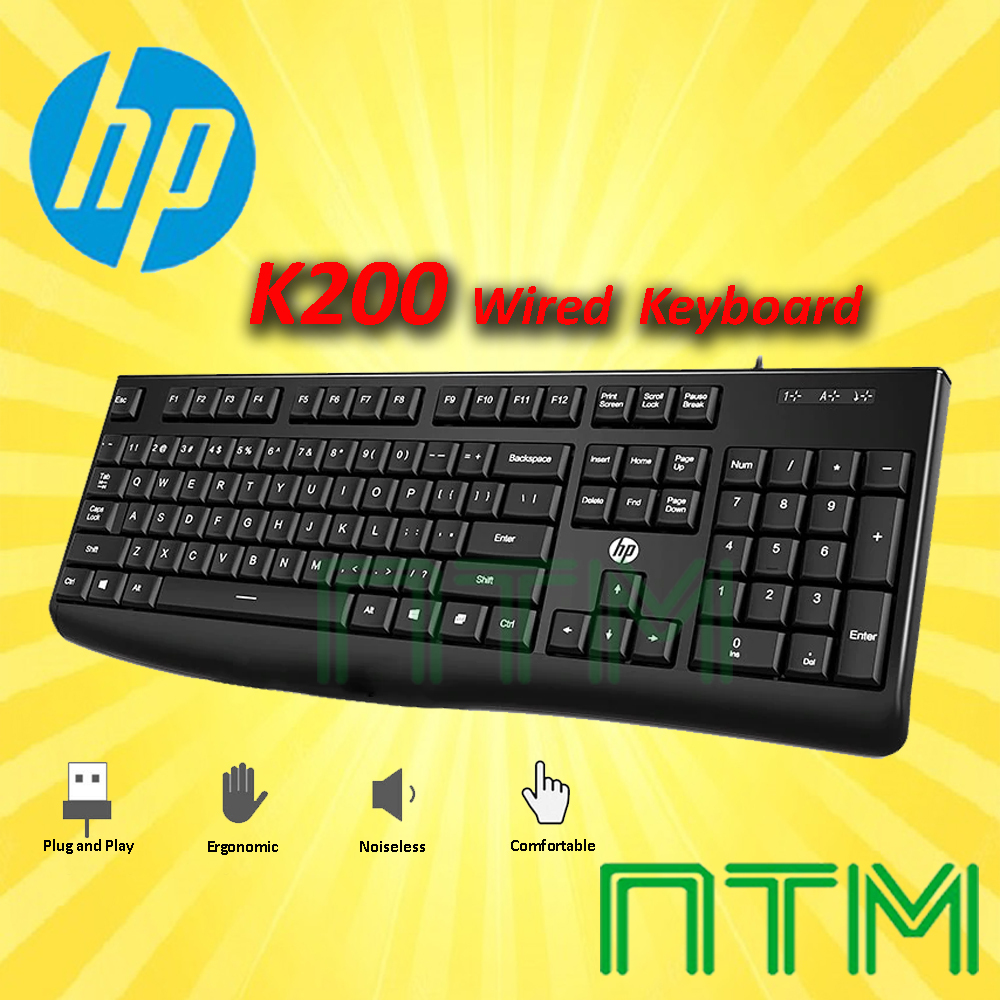 HP K200 WIRED USB 104 KEY ERGONOMIC KEYBOARD WITH COMFORTABLE DESIGN ...