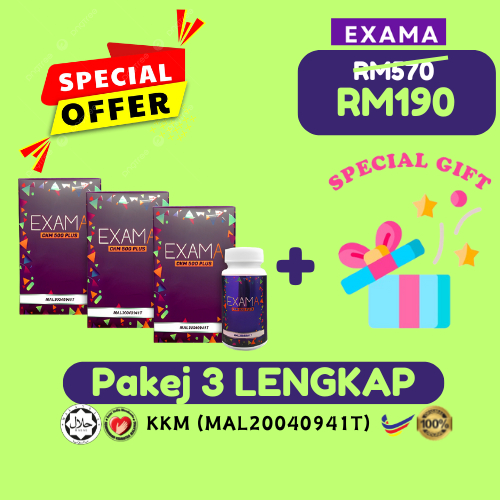 PAKEJ 3 (SET LENGKAP) >100% ORIGINAL EXAMA HQ (VITAMIN MINDA TINGKATKAN IQ ANAK) | Shopee Malaysia