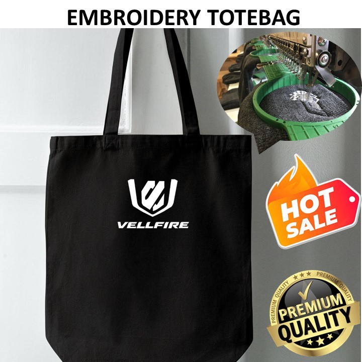 EMBROIDERY SULAM TOYOTA VELLFIRE MOTORSPORT LOGO TOTE BAG CANVAS BLACK ...