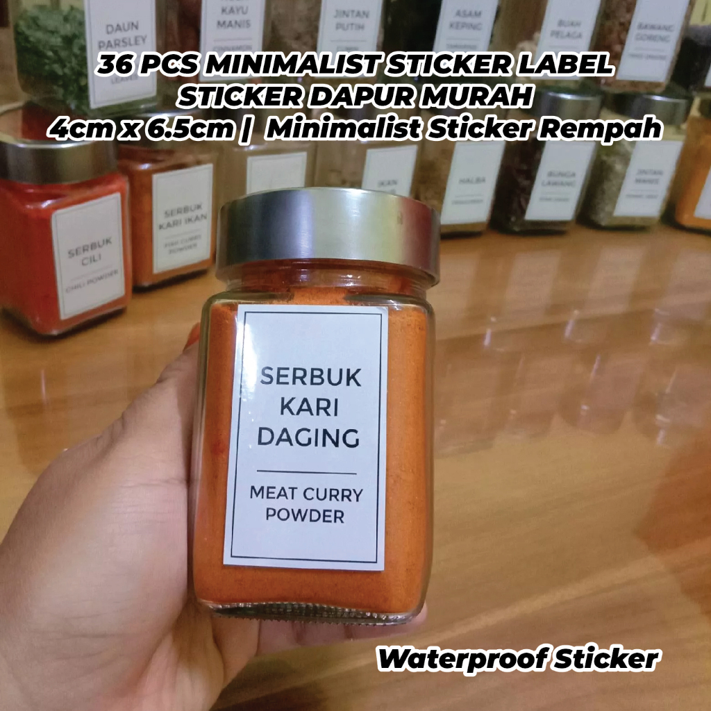 36 PCS MINIMALIST STICKER LABEL | STICKER DAPUR MURAH | 4cm x 6.5cm ...