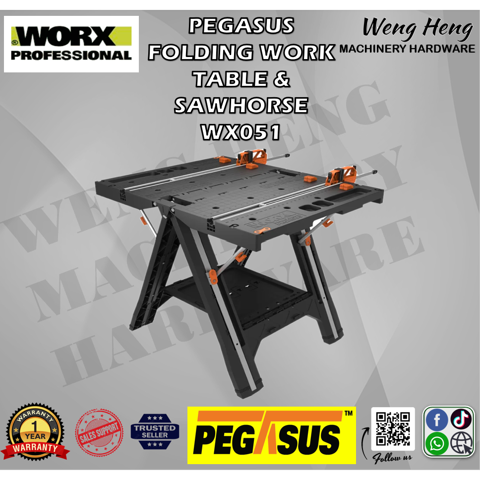 WORX WX051 Pegasus Folding Work Bench Table & Sawhorse WX 051 | Shopee ...