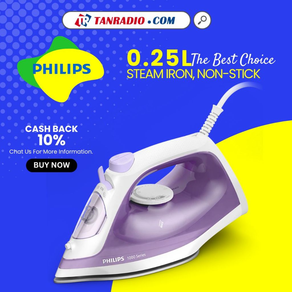 PHILIPS STEAM IRON 0.25L, 2000W, NON-STICK SOLEPLATE, CALC CLEAN ...