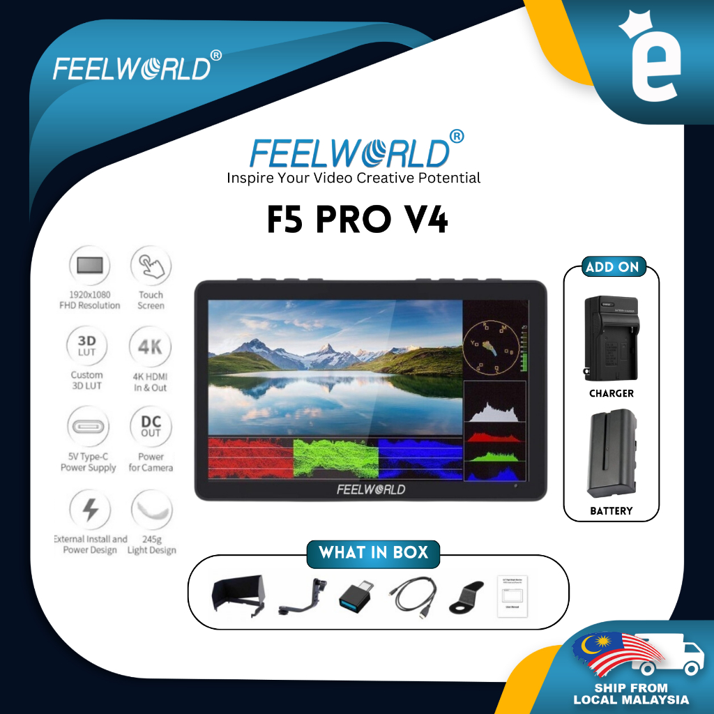 FEELWORLD F5 Pro V4 6" 4K On Camera Monitor F5 PRO V4 1920x1080 Touch ...