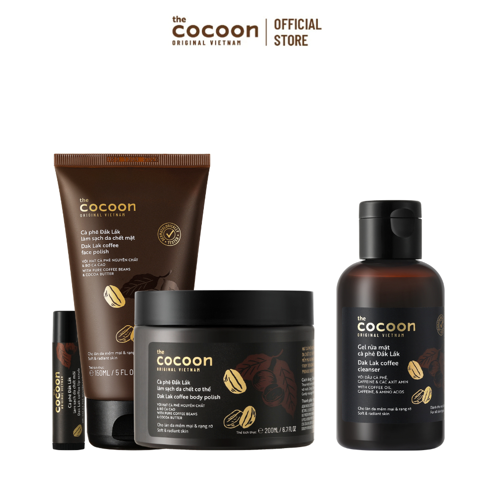 COCOON Coffee Combo - Body Polish (200ml) + Face Polish (150ml) + Lip ...