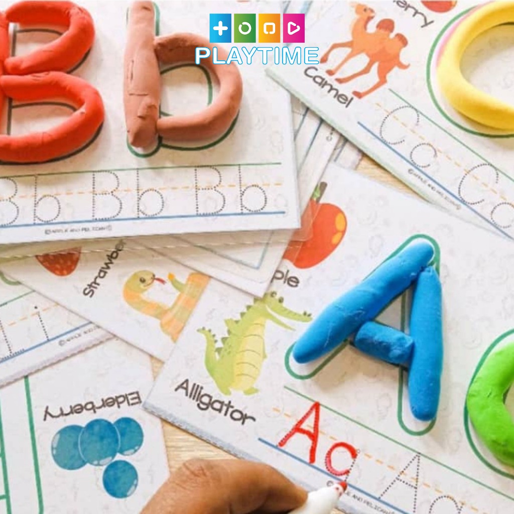 Playdough Maths Preschool Tracing Alphabet Activity Worksheet ...