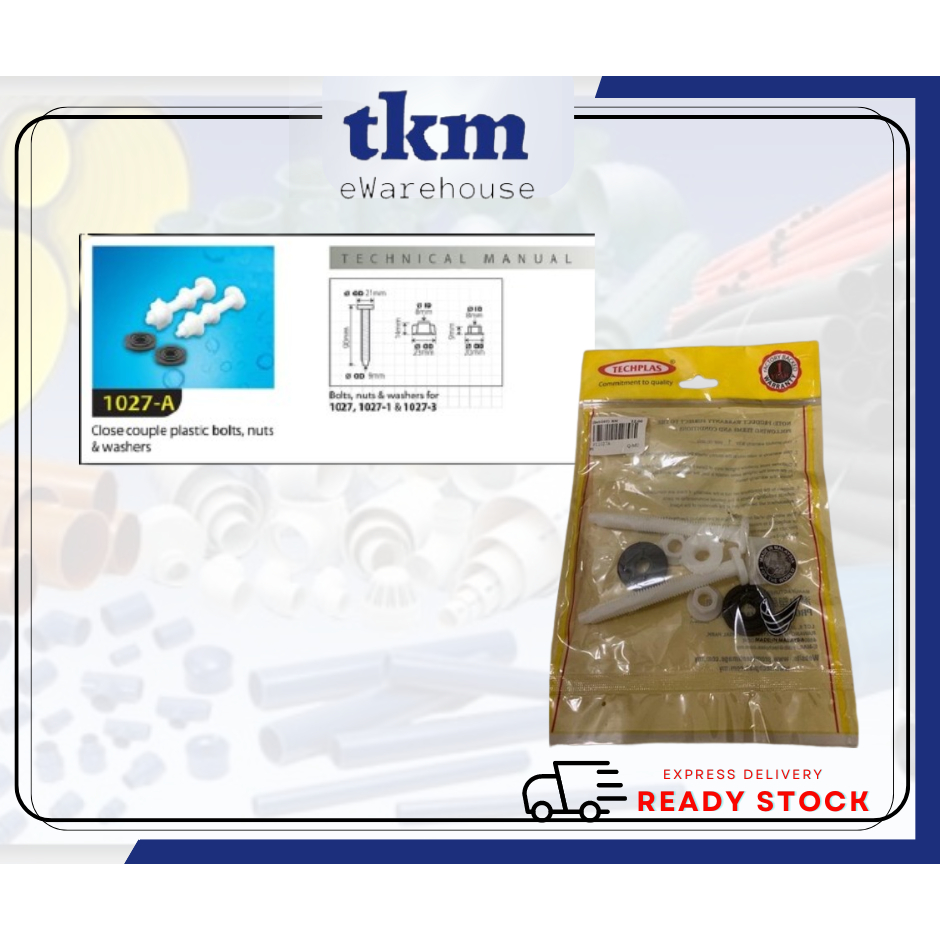 [TKM] TECHPLAS CODE 1027A CLOSE COUPLE PLASTIC BOLTS, NUTS & WASHERS ...