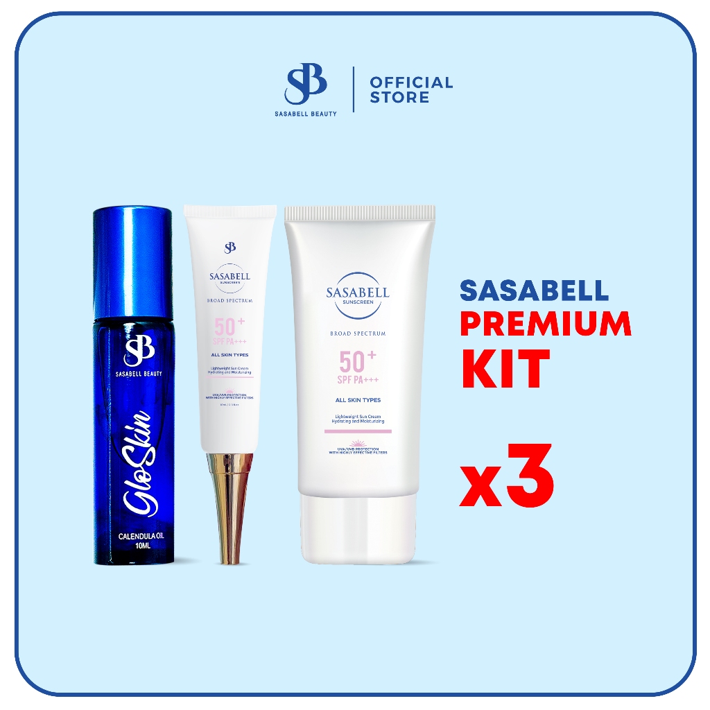 SASABELL- Premium Combo (Gloskin Face Oil + Sunscreen 50ml + Sunscreen ...