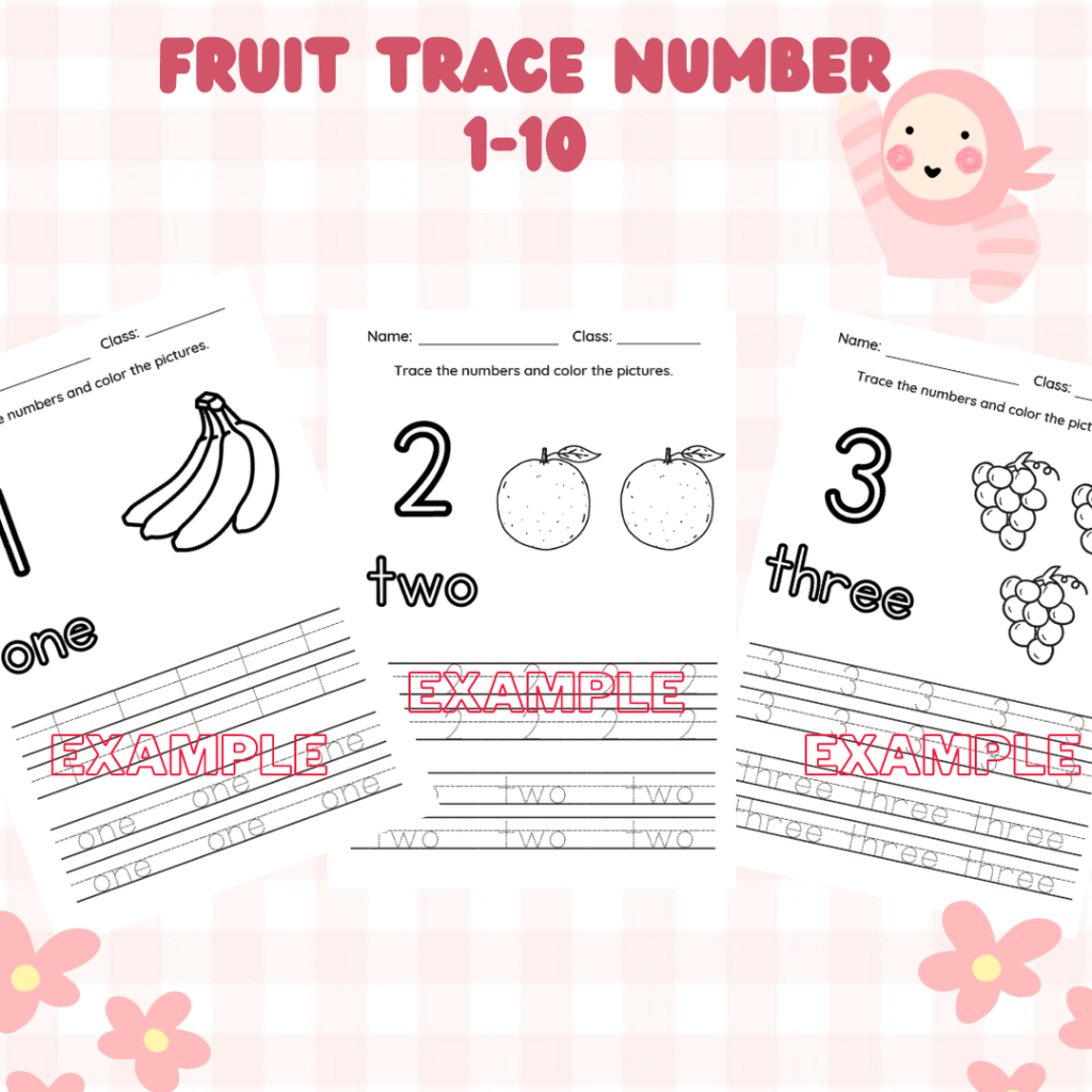 [PDF/SOFTCOPY] 1-10 Trace Numbers Fruit Coloring Pages For Kids Adult ...