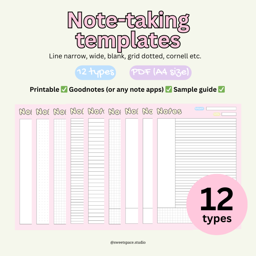 Smart Note-taking templates for students, 12 templates | Printables ...