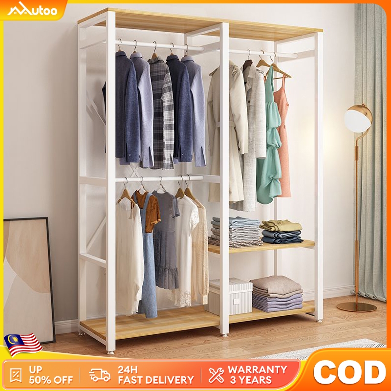 👔Rak Baju Clothes Rack Hanging Cloth Cabinet Wardrobe Coat Rack Bedroom ...