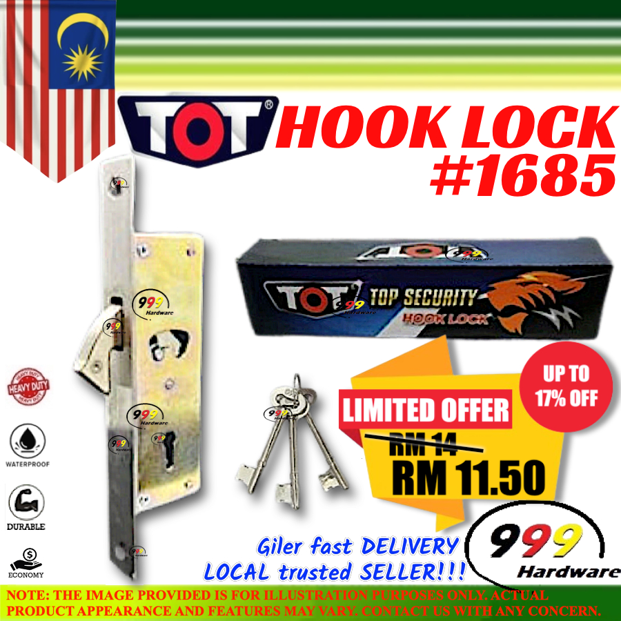 999 TOT Hook Lock 1685 / 1515 Grill Door Lock / Aluminium Gate Lock ...