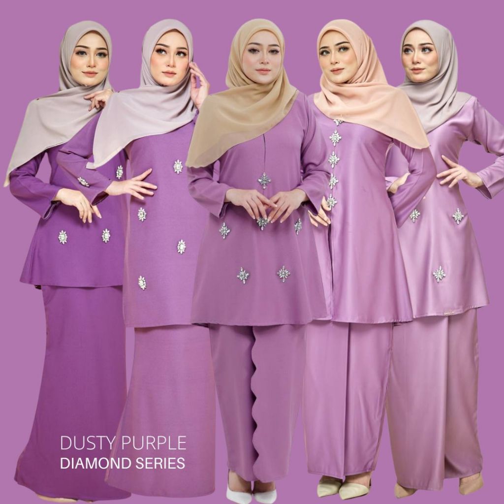 [dusty purple] plain basic diamond series kurung moden riau scallop ...