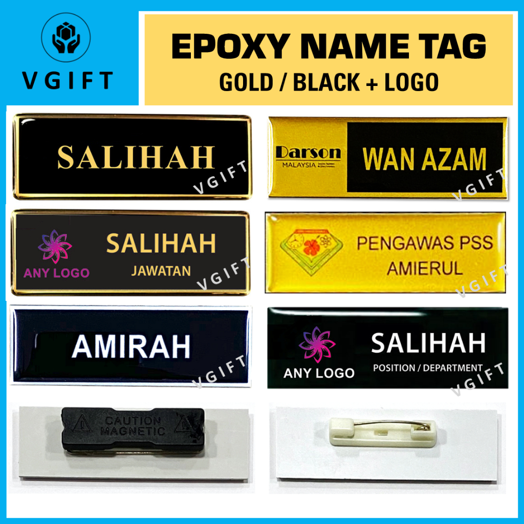 [Min 2 PCS] Name Tag Magnet Pin Epoxy Nametag Magnet Pin Epoxy | Shopee ...