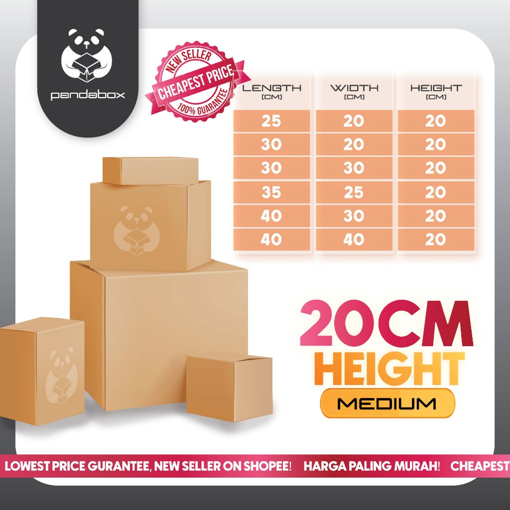 PANDABOX 20cm Height Kotak Carton Box Packaging Box Packing Box Parcel ...