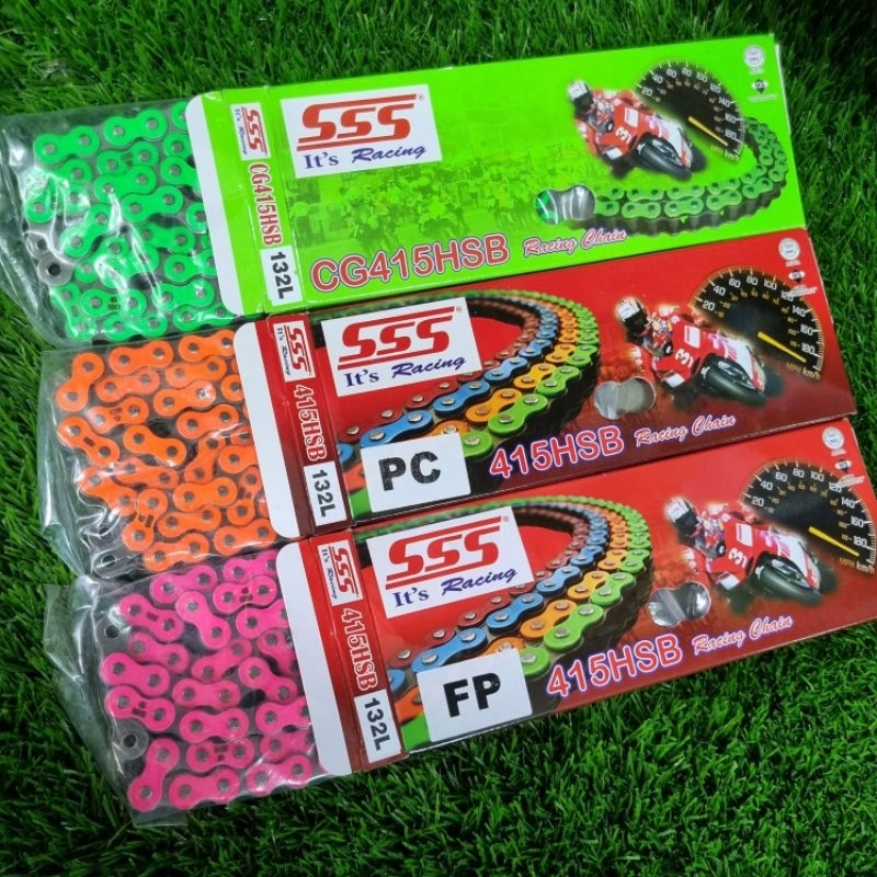 SSS CHAIN 428 / 415 HSB - 132L COLOUR CHAIN GREEN OREN PINK 415 132 RK ...