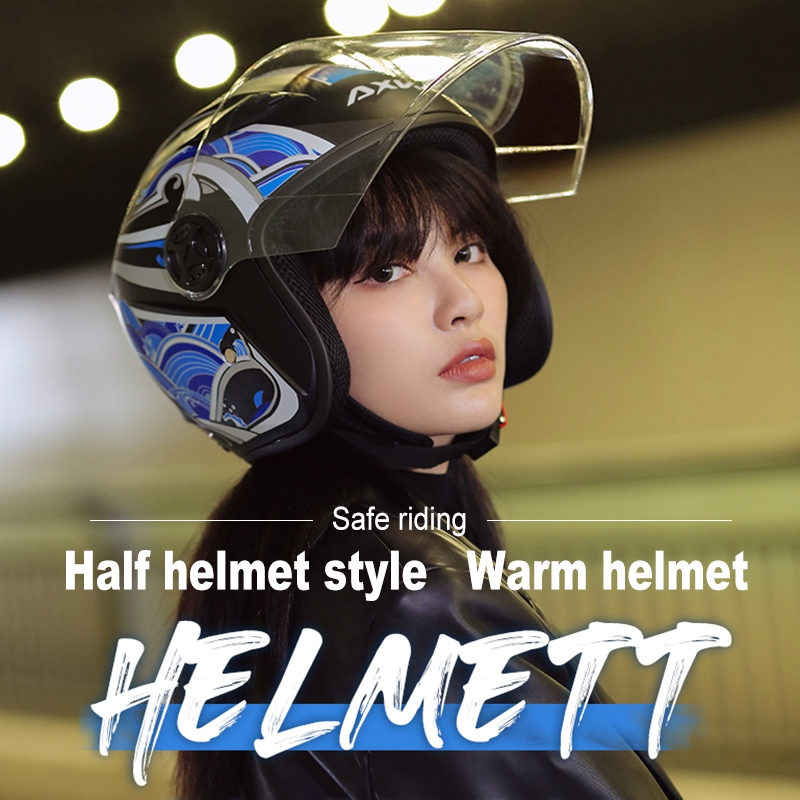 Helmet Motor Protective Helmet HD Sun Screen Double Lenses Half helmet ...