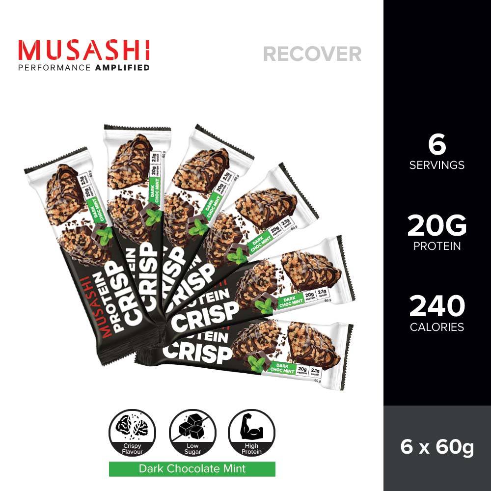 MUSASHI PROTEIN CRISP Bar 60G (Mix & Match 6 Bars) for muscle recovery ...