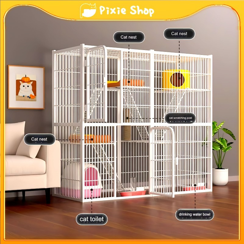 🐱READY STOCK Cat Cage Large Sangkar Kucing Besar 2 3 Tingkat 4 Level ...