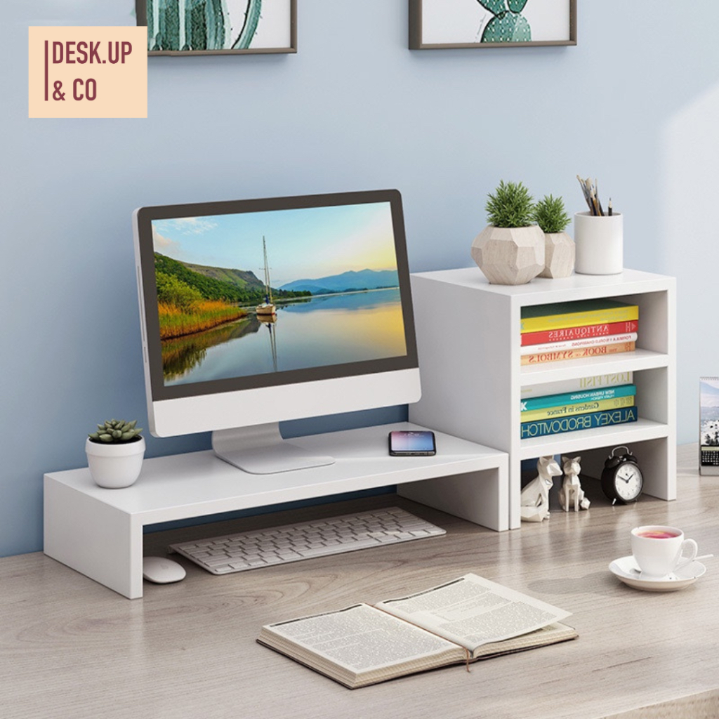 [DESKUP] Monitor Lifting Stand | Wooden Storage Shelf Office Desk ...