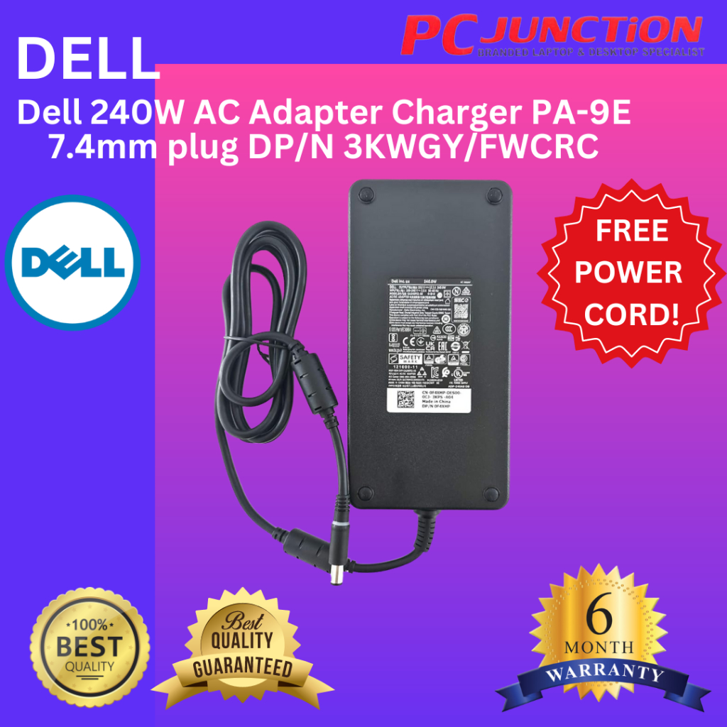 DELL Original 240W AC ADAPTER PA-9E 7.4mm Plug 3KWGY/FWCRC | Shopee ...