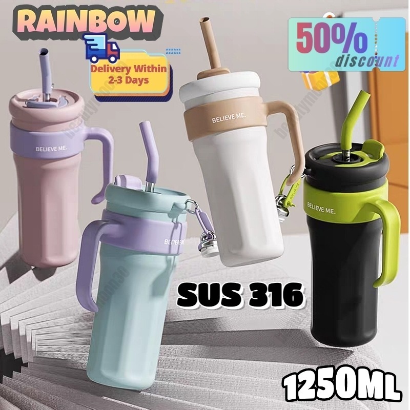 (Local Malaysia)1250ml Thermal Cup Insulation Cold Tumbler 316 Stainless Steel Drink Cup Large ...