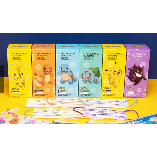 Durio face mask Pokemon 4 Ply Surgical Face Mask 40pcs | Shopee Malaysia
