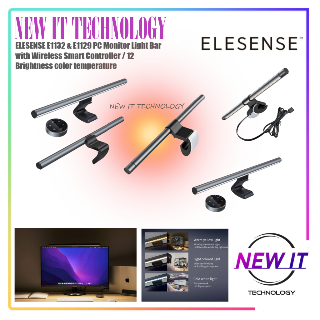ELESENSE E1132 & E1129 PC Monitor Light Bar with Wireless Smart ...