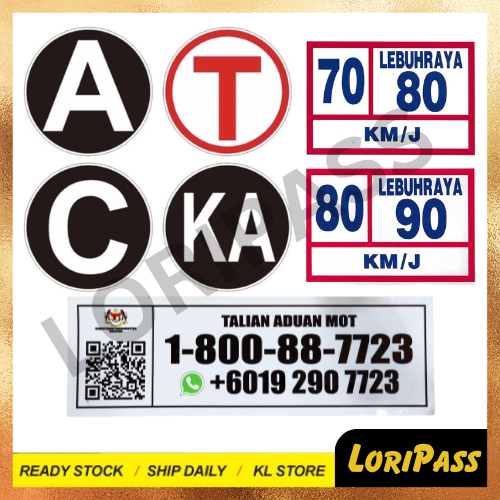 Commercial Lorry Sticker A C T KA / Speed Limit 70/80 80/90 / TALIAN ...