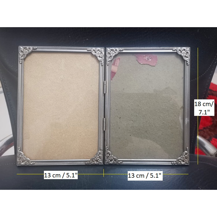 Vintage Folding Metal Double Photo Frame. Bingkai Gambar Antik | Shopee ...