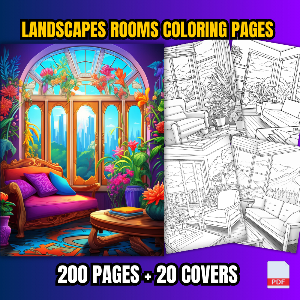 200 Landscapes Rooms Coloring Pages | Shopee Malaysia