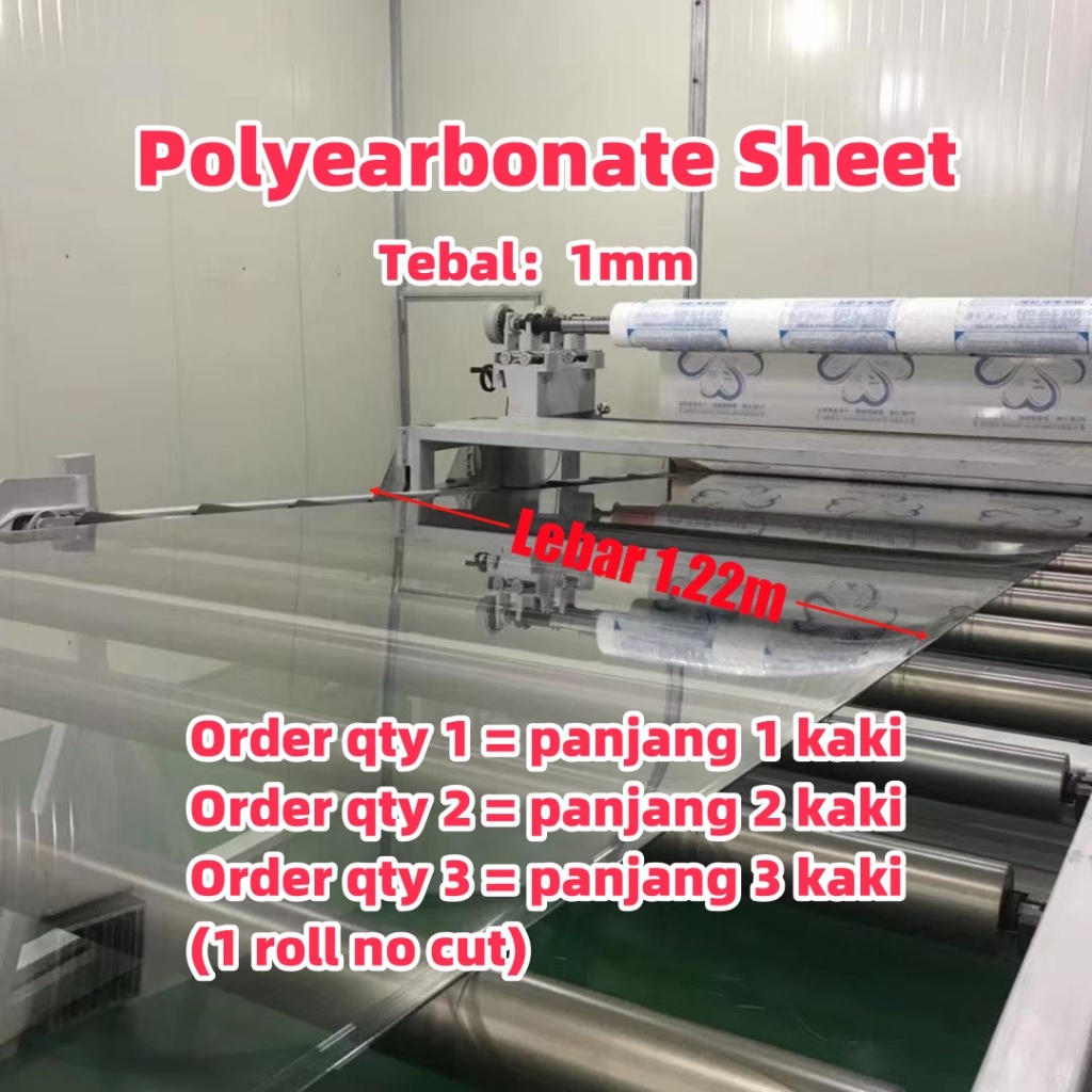 PC FLAT TRANSPARENT ROOF / ATAP CERAH LUTSINAR RATA 1mm POLYCARBONATE ...