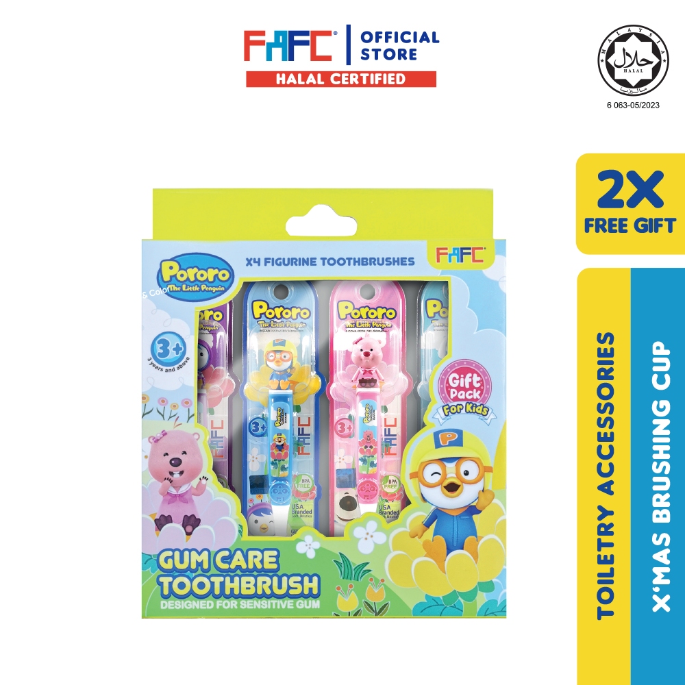 FAFC Pororo Figurine Kids 4 In 1 Toothbrush Gift Set | Shopee Malaysia