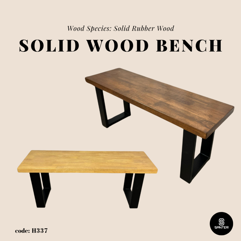 H337. Solid Rubber Wood Bench / Dining Bench / Wooden Bench / Shoe ...