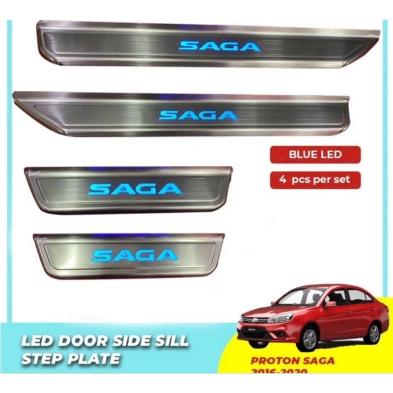 Door Side Sill Step Plate Proton Saga 2016-2020 With LED Blue (4pcs ...