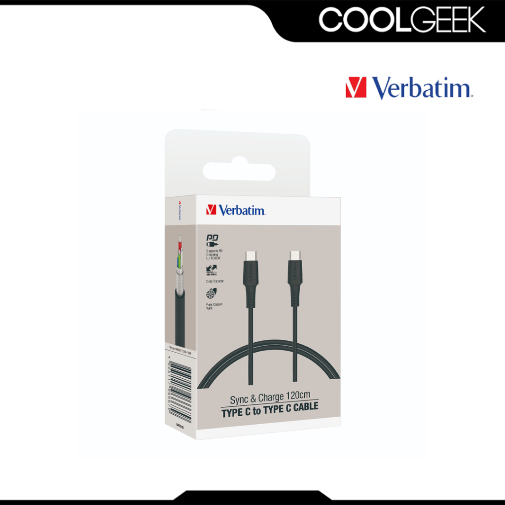 Verbatim Type C to Type C Sync & Charge Cable 120mm | Shopee Malaysia