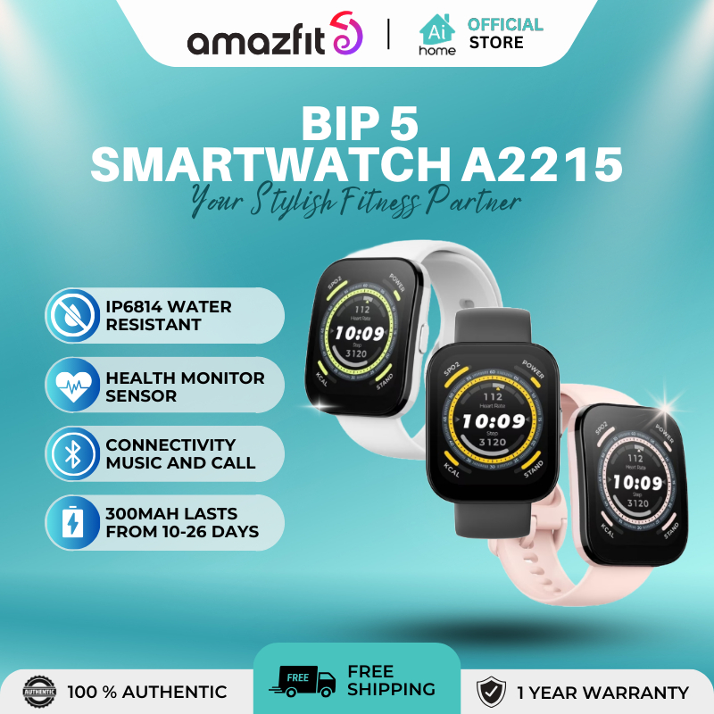 AMAZFIT Bip 5 Smartwatch A2215 1.91" TFT Alexa 120+ Sports Modes BioTracker™ PPG IP68 Waterproof ...