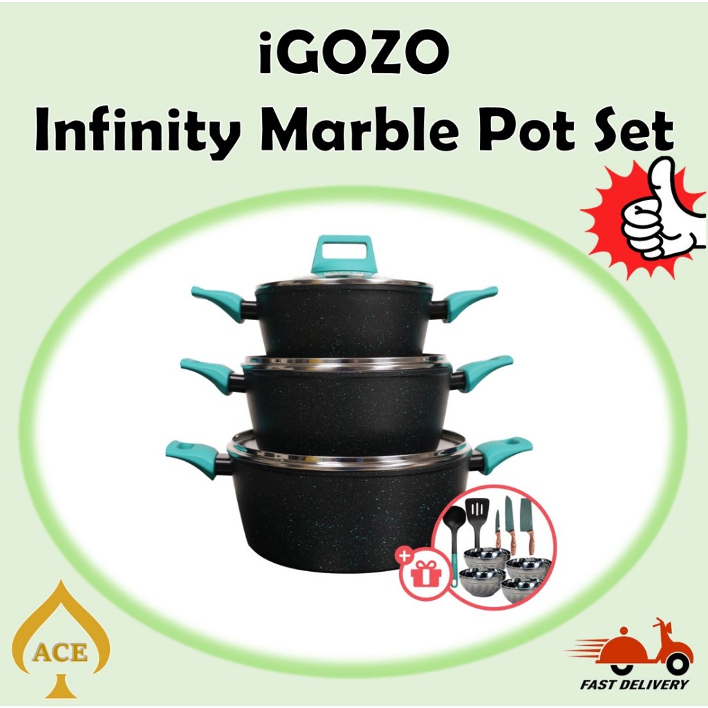 iGOZO Infinity Marble Pot Set 20cm 24cm 28cm with free gifts | Shopee ...