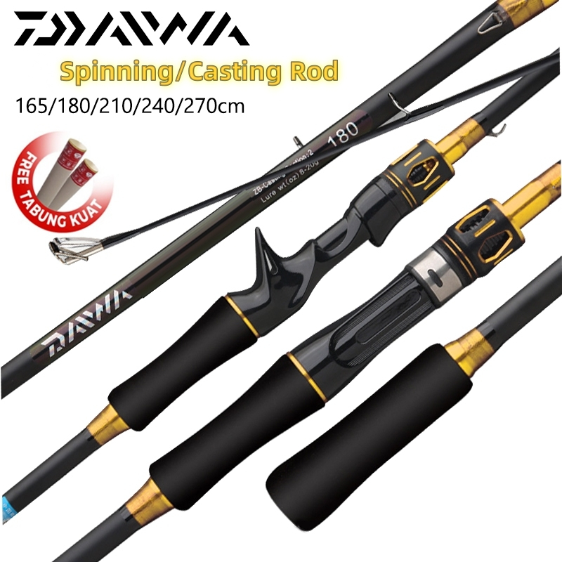 DAIWA Joran Pancing 1.65-2.7m Solid Carbon Fishing Rod Spinning/Casting Rod 7-30kg Batang ...