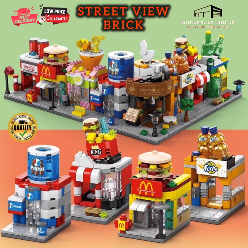 (Ready Stock) Cute City Bricks Street View Building Blocks Toys for Kid ...