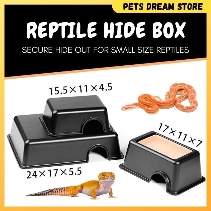 Rep-shop Gecko hide box with humidifier water dish reptile leopard ...