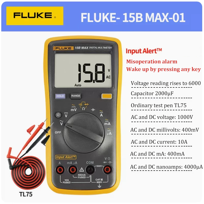 FLUKE Digital multimeter f101 f15b+ F17B+ 18B+ Tester DMM with test ...