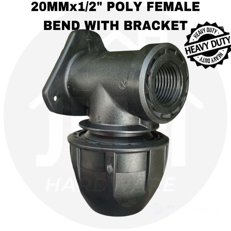 (HEAVY DUTY) 20MMx1/2" POLY FEMALE BEND WITH BRACKET | Shopee Malaysia
