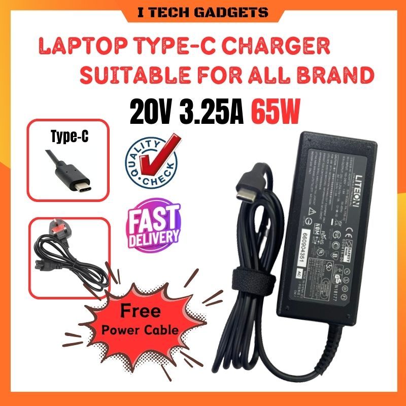 ITECHGADGETS Laptop Charger Type C Laptop Charger Universal Laptop ...