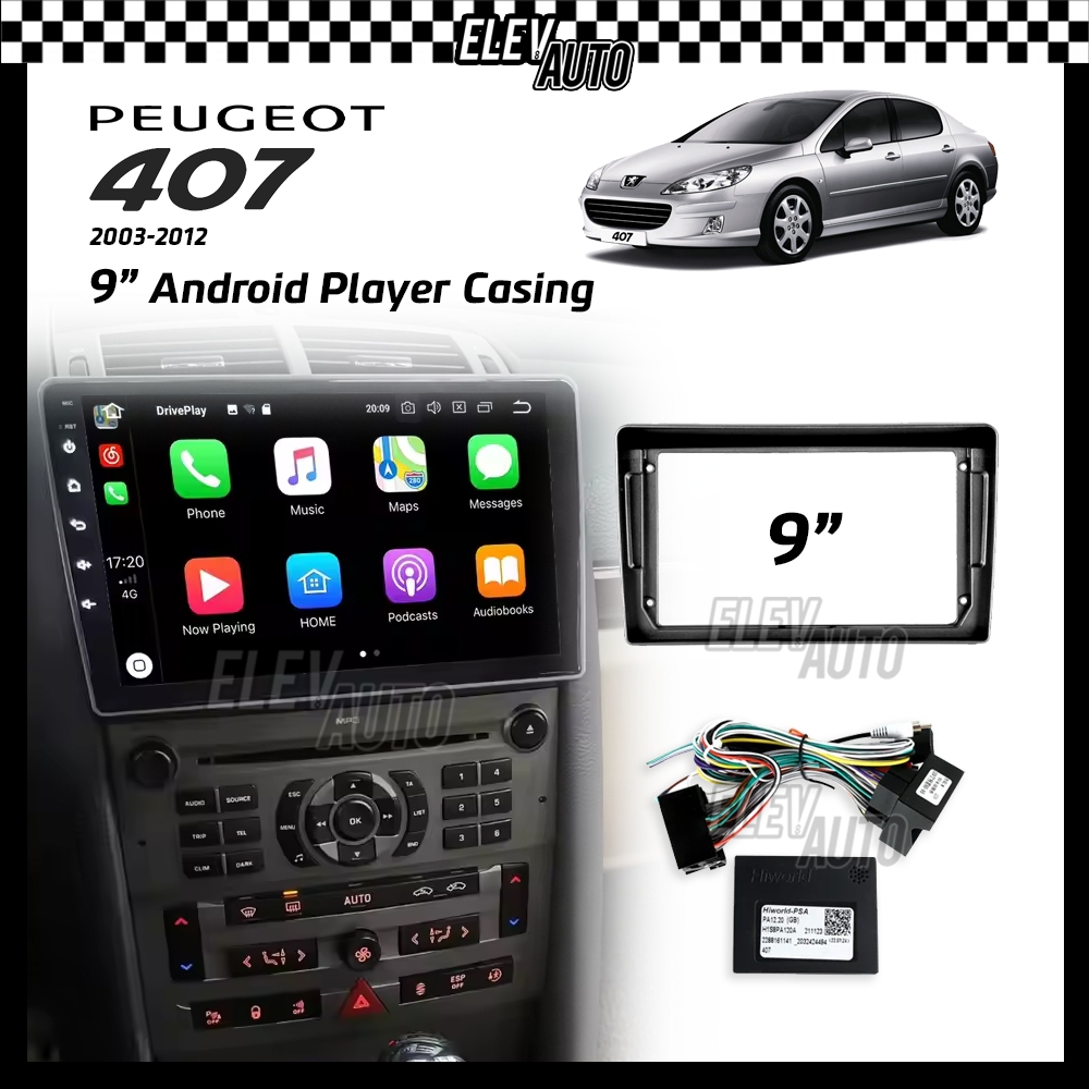 Peugeot 407 2003-2012 9" Android Player Casing Installation Dash Kit ...