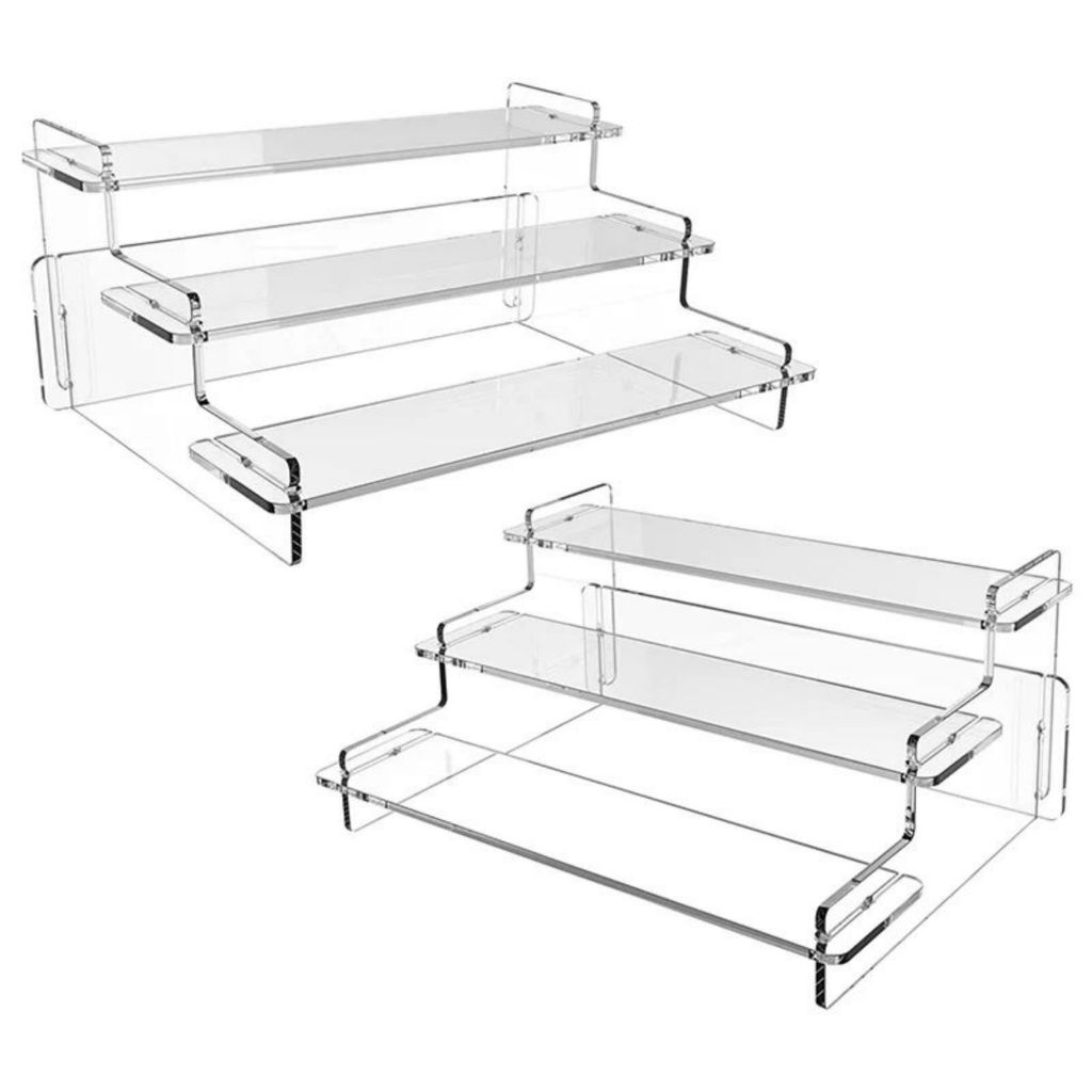 Acrylic riser shelf Ladder Display Rack Storage Showcase Fixtures ...