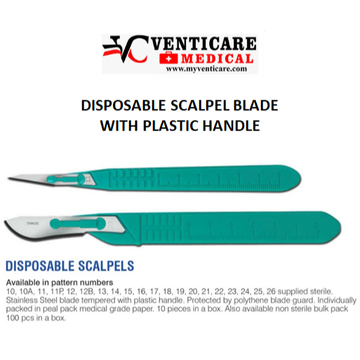 DISPOSABLE SCALPEL BLADE SAFETY BLADE WITH PLASTIC HANDLE 10S/BOX ...